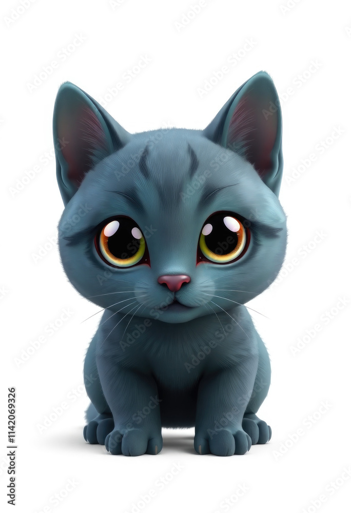 Montessori Flashcards Clipart Kawaii Russian Blue Cat Clipart isolated ...
