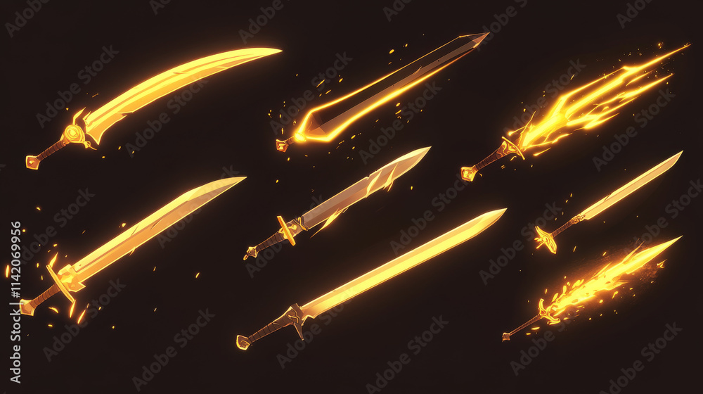 Ilustración de Stock Medieval sword or ancient knife with slash light ...