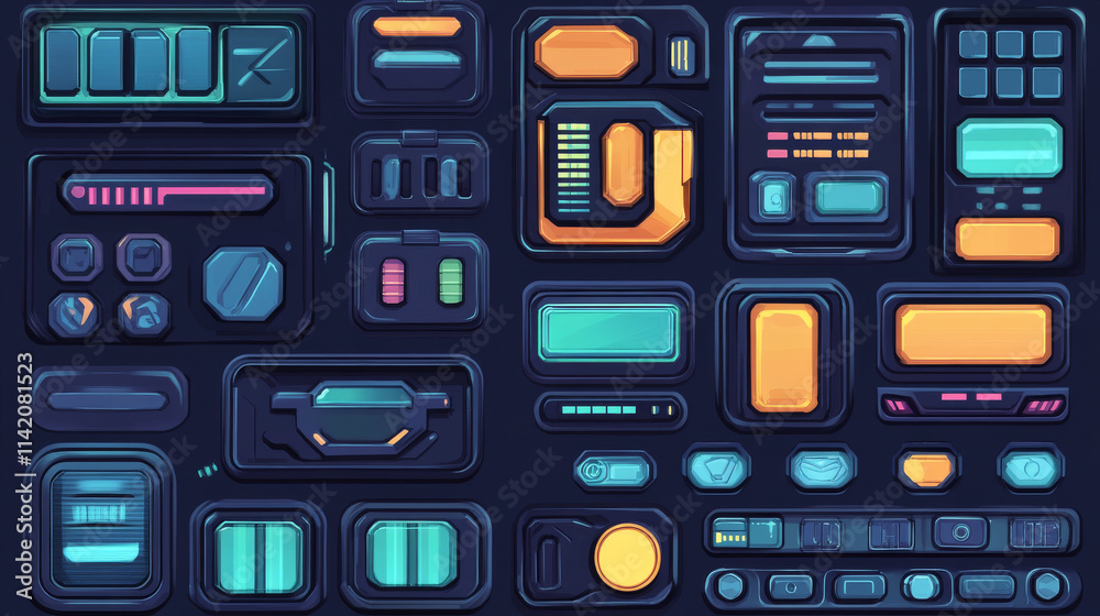 Game Frames And Buttons In Sci Fi Style Menu Game Assets And Design