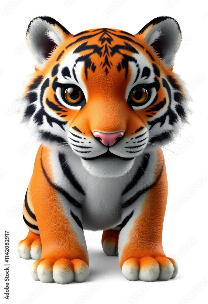 Montessori Flashcards Clipart Kawaii Tiger Clipart isolated on a white ...