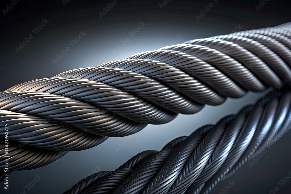 Sleek dark grey carbon fiber cable, elegantly rendered in long exposure ...