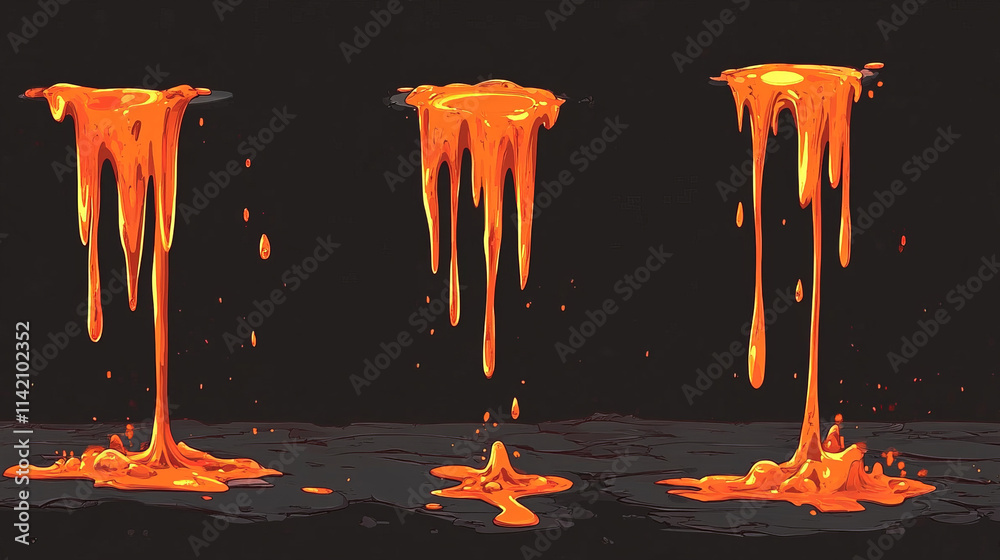 Falling liquid lava drops animation sprite sheet for 2d game. Hot ...