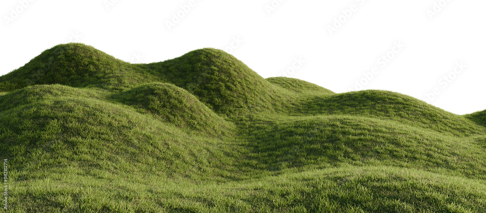 Hills with grass on a transparent background. 3D rendering Stock Photo ...