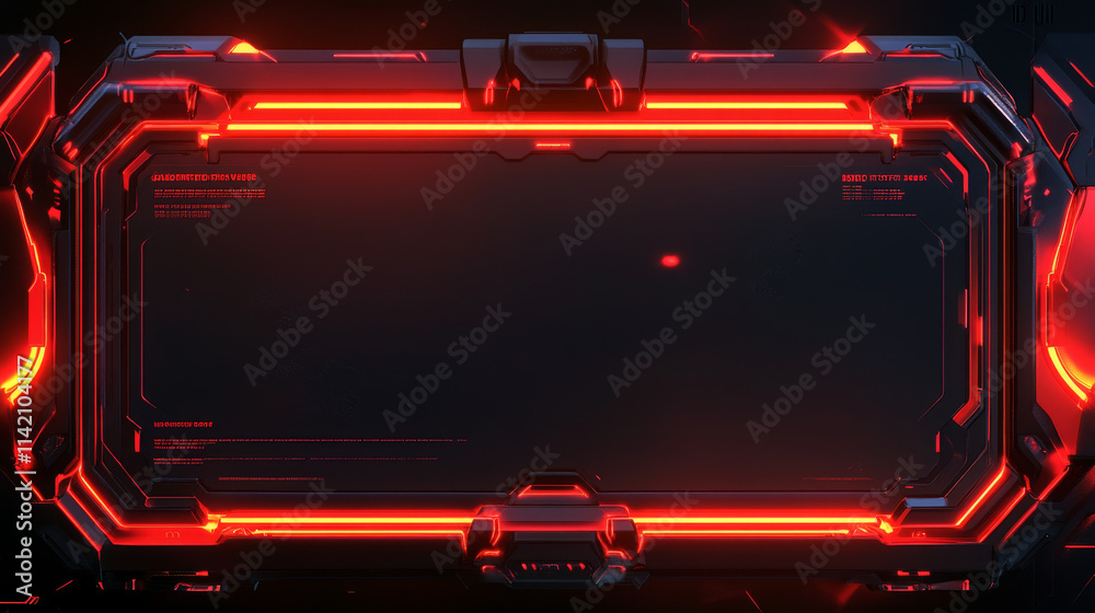 Game stream overlay, ui frame with red neon glow. Twitch streaming ...