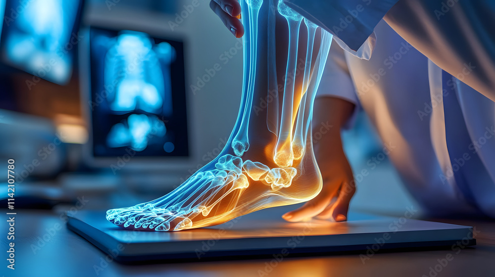 Professional podiatrist conducting detailed foot examination with foot ...