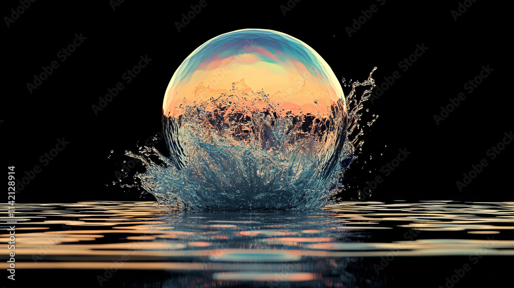 Ilustración de Stock Soap bubble burst. 3d effect of water balloon ...