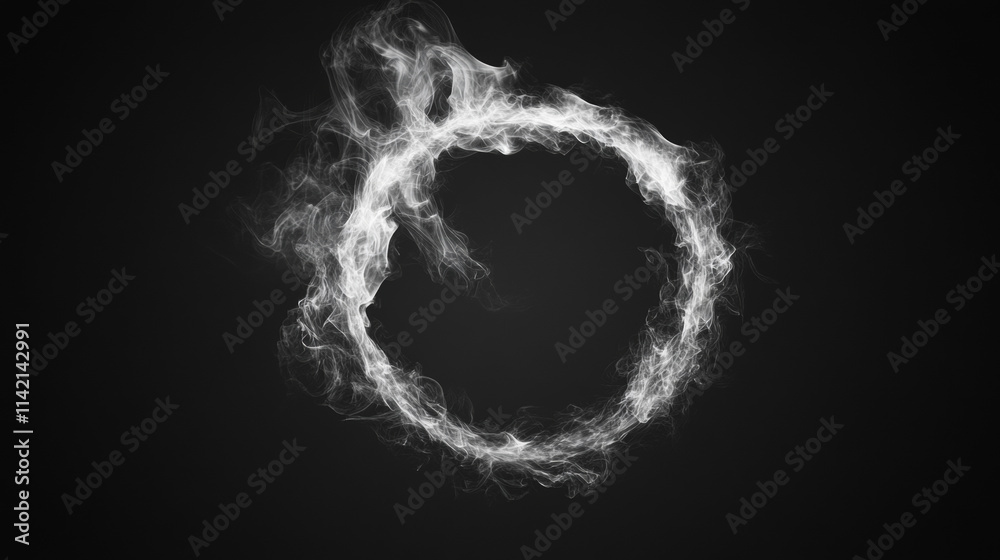 Smoke cloud ring on dark transparent background. Realistic 3d vector ...