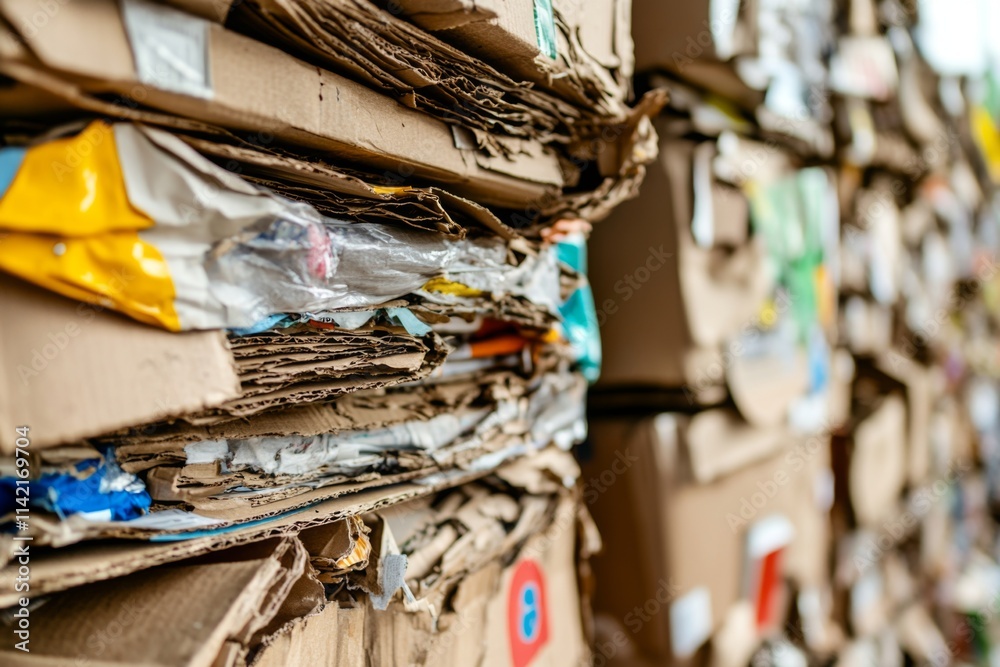 Discarded cardboard boxes stacked in a messy pile. A reminder of our ...