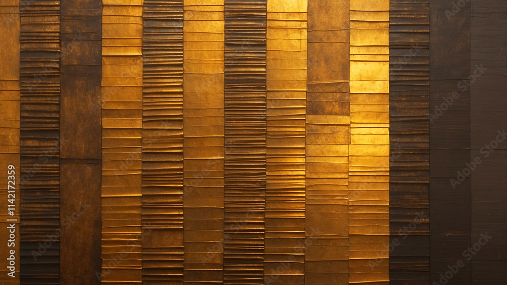 Vertical gold textured panels in an abstract formation, emphasizing ...