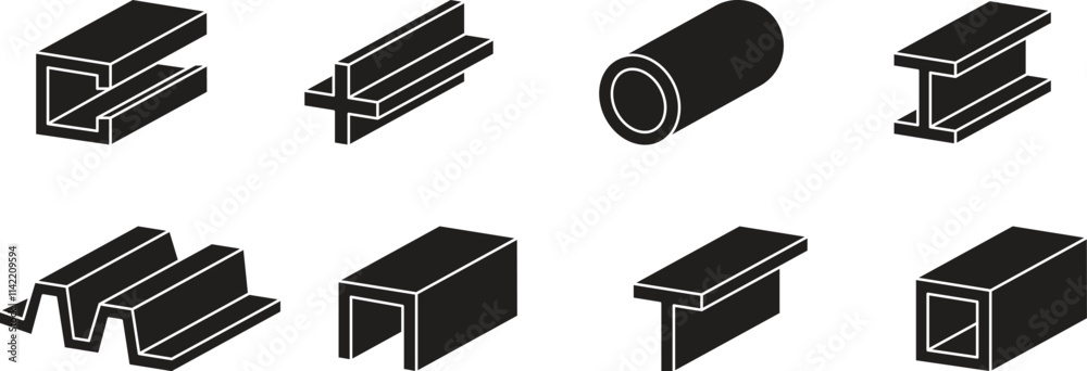 Steel profile silhouette icon. Steel symbol as infrastructure ...