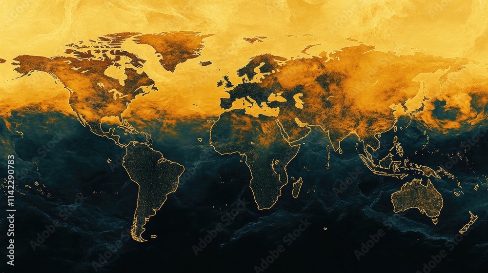 A visually compelling graphic of a world map with highlighted areas ...