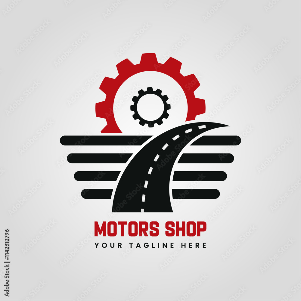Modern Auto Repair Shop Logo, Gear and Road Motor Shop Logo, Highway ...