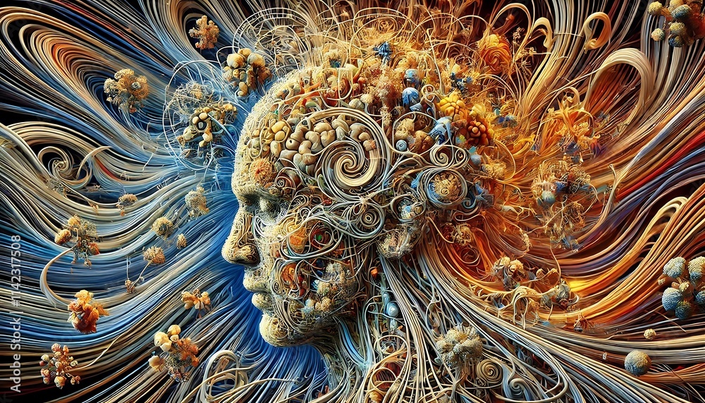 Generative AI visualizing human stress as tangled neural patterns art ...
