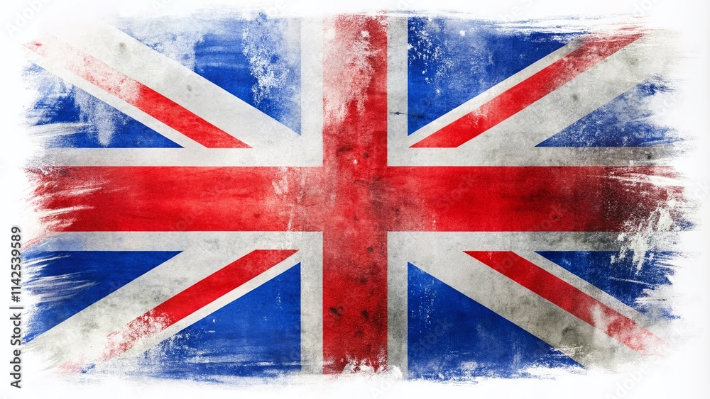 Distressed UK Flag, British Flag, Union Jack, Painted Landscape, Grunge ...