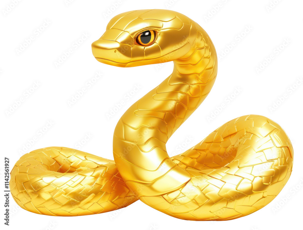 PNG 3D gold snake golden art illustration. Stock Illustration | Adobe Stock