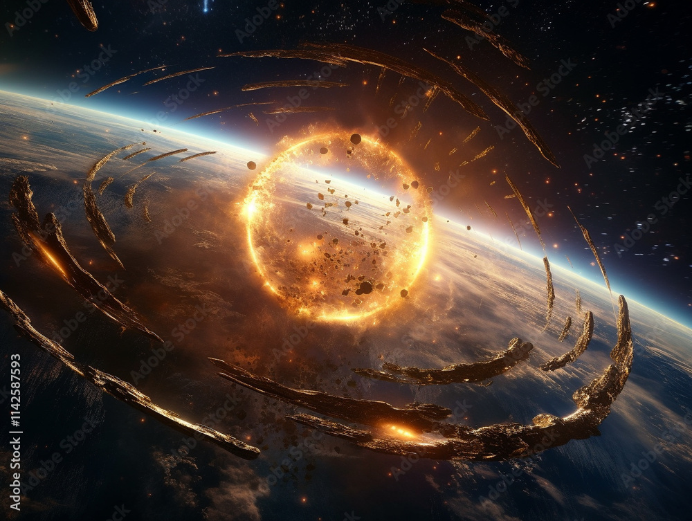 Epic Space Galaxy Landscapes, Futuristic Planetary Scenes with Volcanic ...