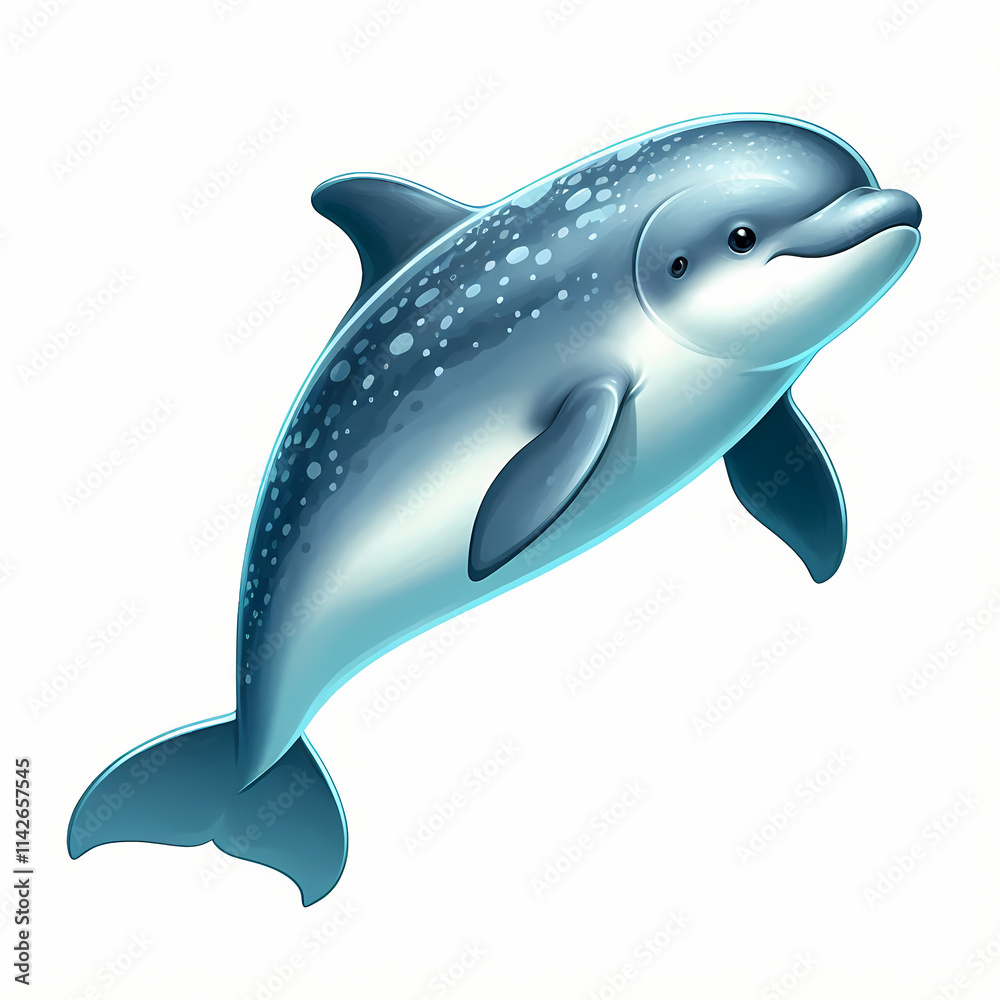 Cute cartoon illustration of a vaquita porpoise, showcasing its playful ...