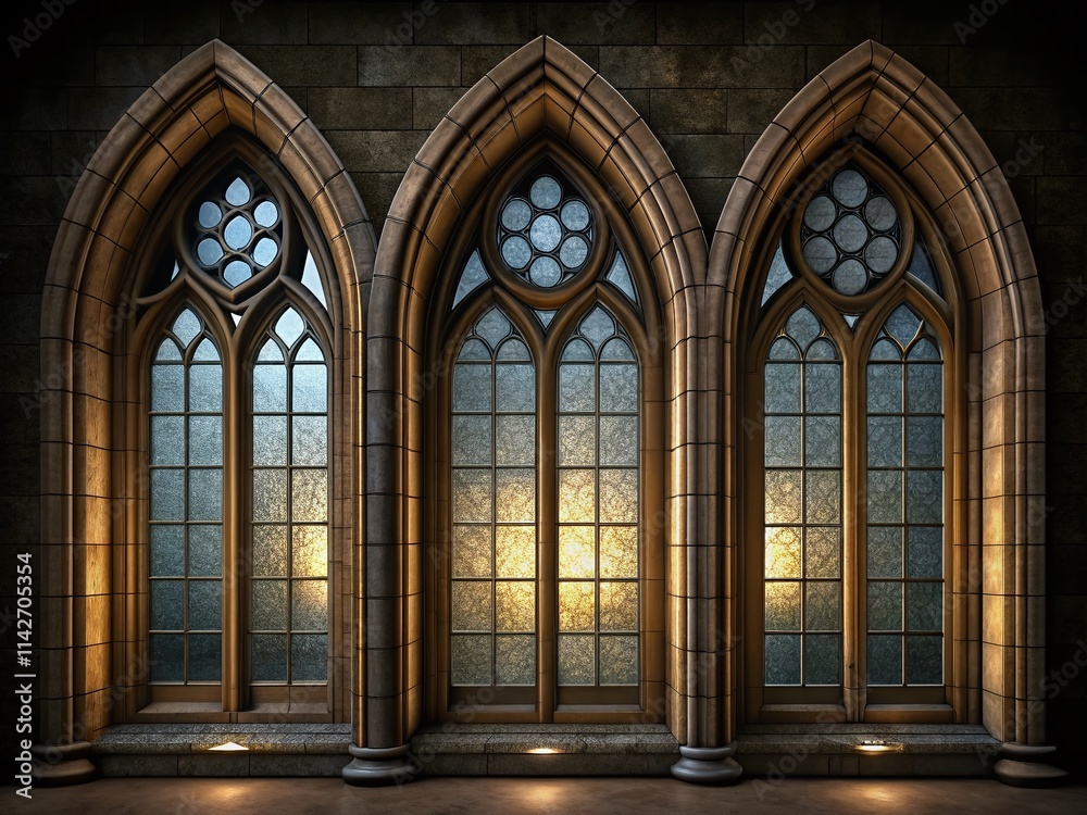Low Light Medieval Arched Windows PNG - Gothic Architecture, Fantasy ...