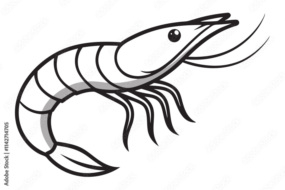 shrimp vector line art, shrimp icon vector, Sea lobster. EPS File Stock ...