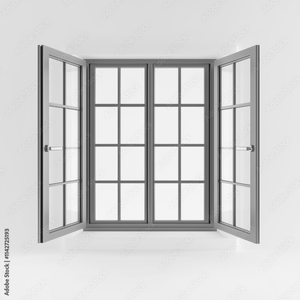 Modern and minimal house window for interior decoration, transparent ...