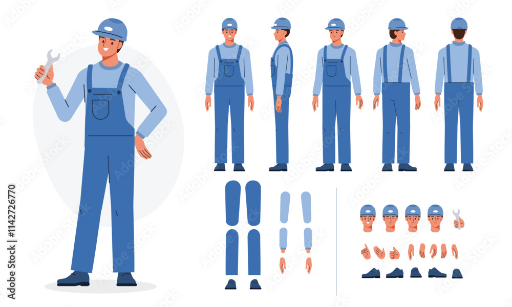Vector de Stock Handyman, repair worker, plumber in uniform. Character ...