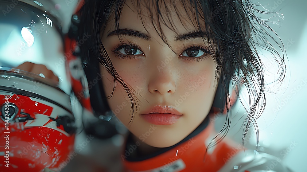 Asian male and female, cyberpunk, formula 1 racing driver, Japanese ...