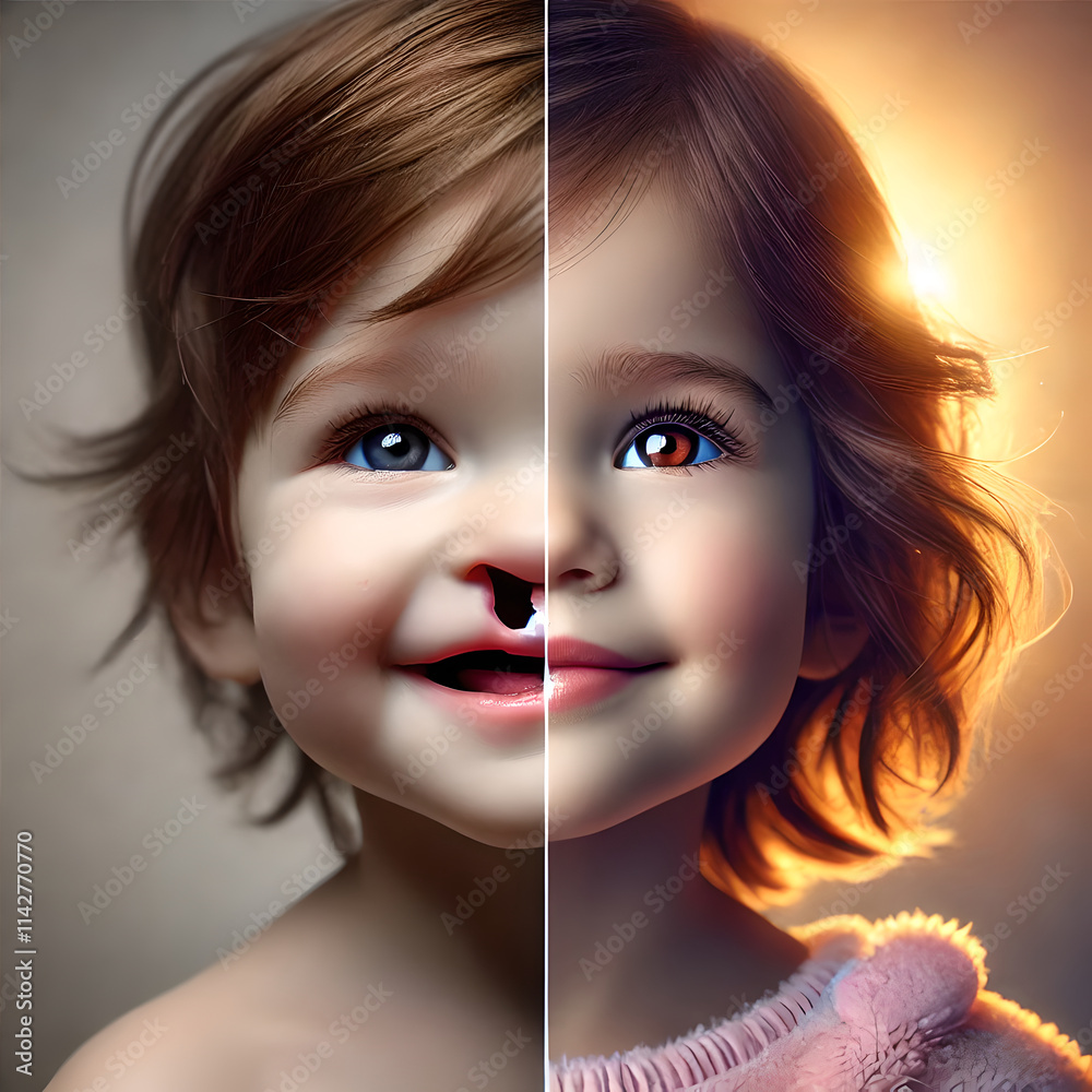 Comparison image showing a child before and after cleft lip and palate ...