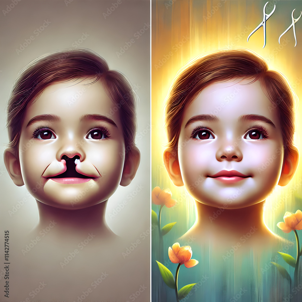 Comparison image showing a child before and after cleft lip and palate ...