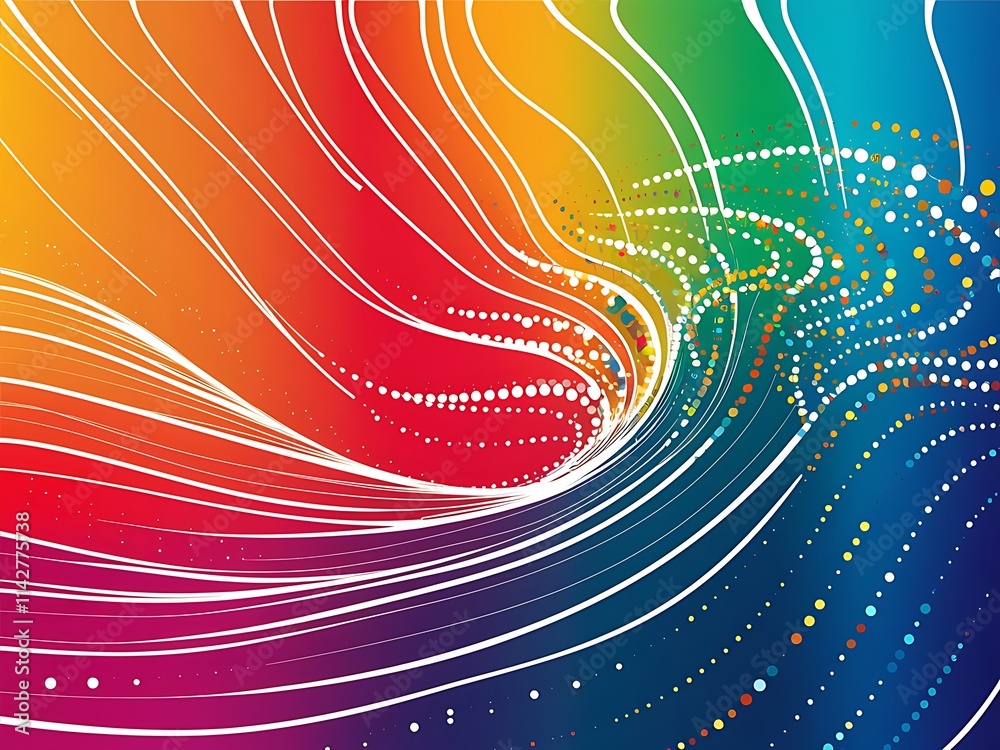 Bright background color wave template presentation design with color ...