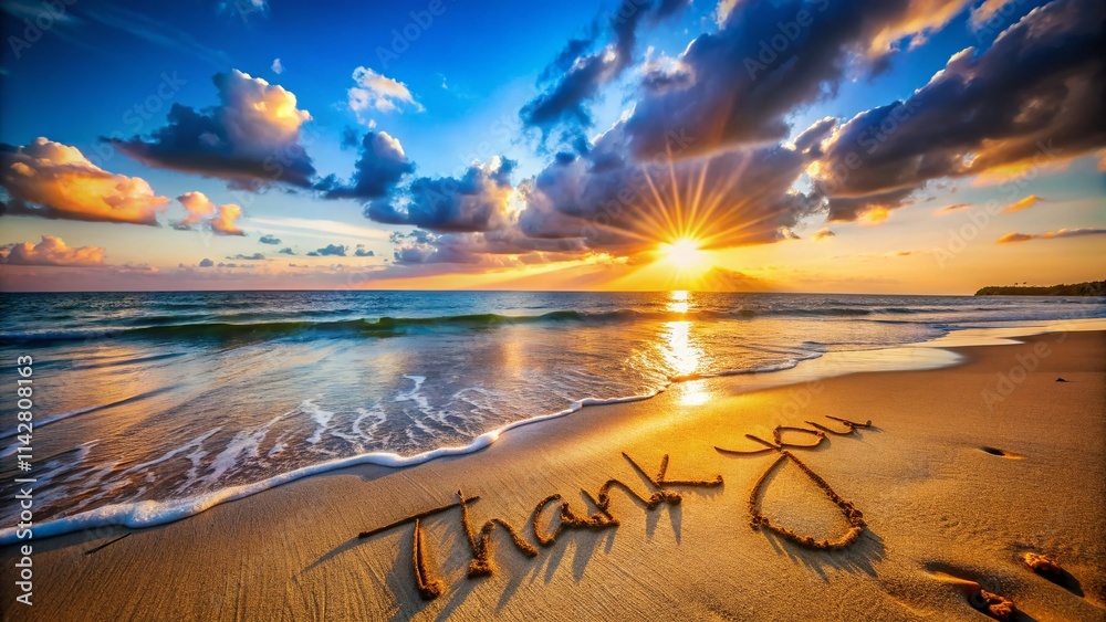 Ocean Gratitude: Seascape Photography, Thank You Message in Sand, Beach ...