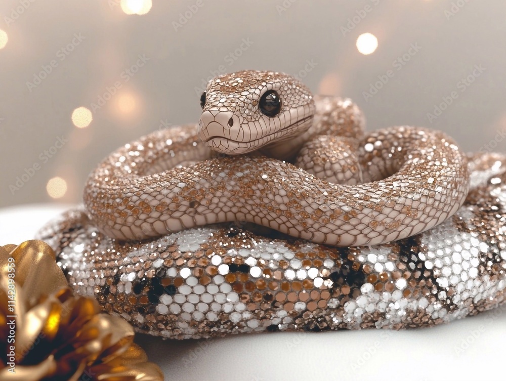 Beautiful fantasy cartoon snake with glitter and sparkle on scales ...
