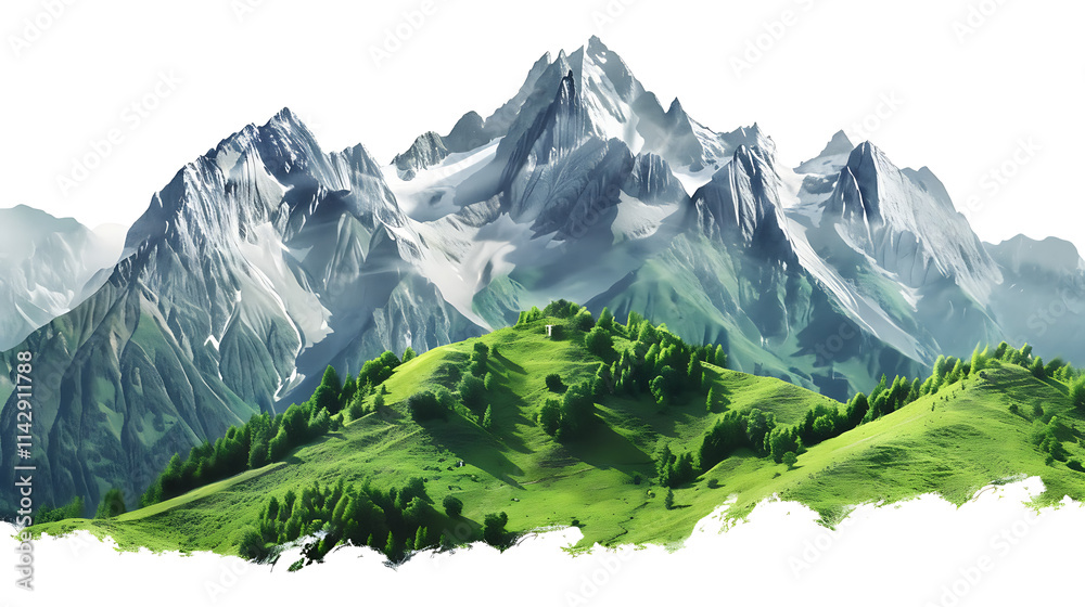 Isolated mountain view on a transparent background. high resolution PNG ...