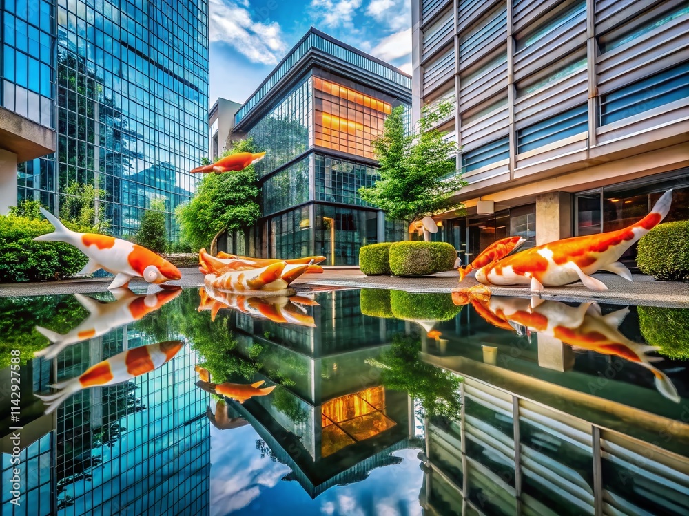 Stunning Architectural Photography: Balloon Fish Koi Pond Design, Asian ...