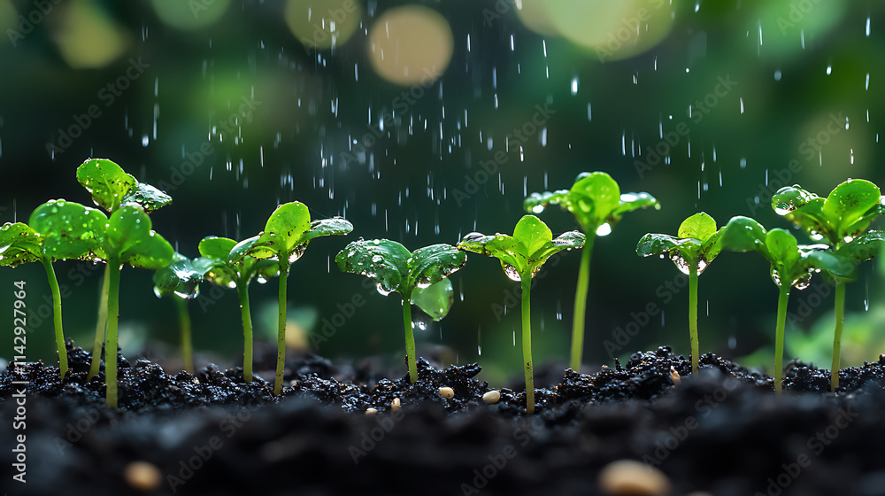New Beginnings: A vibrant image of delicate seedlings sprouting through ...