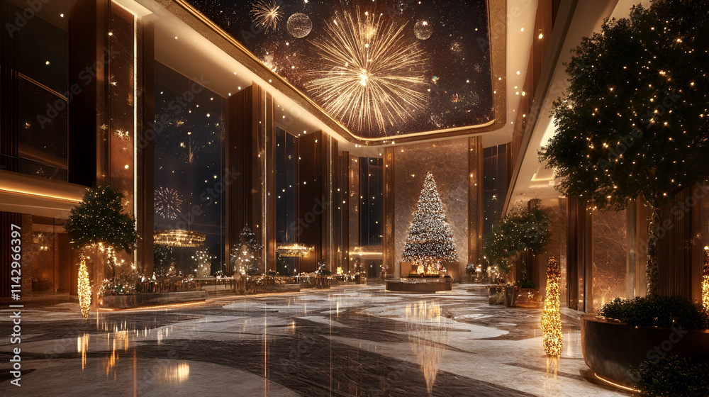 Sparkling New Yeara??s 2025 sky with plenty of design space Stock ...