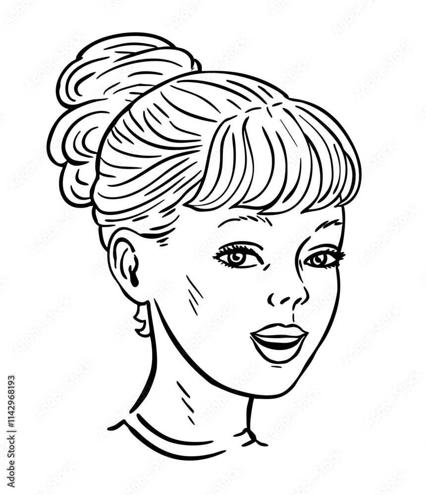 Vector de Stock Cute little girl. Head portrait. Happy smile on your ...