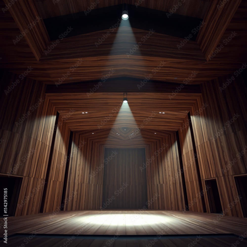 Stage with spotlight wood concrete design wood design concrete ...