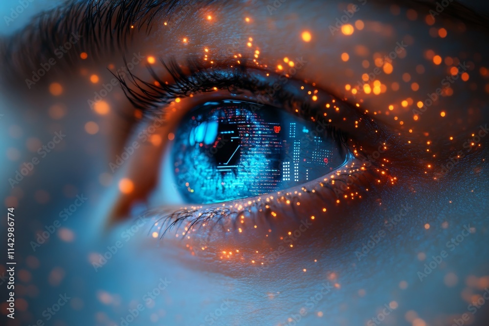 Digital Blue Eye Data Visualization - Futuristic eye, data charts, technology, innovation ...
