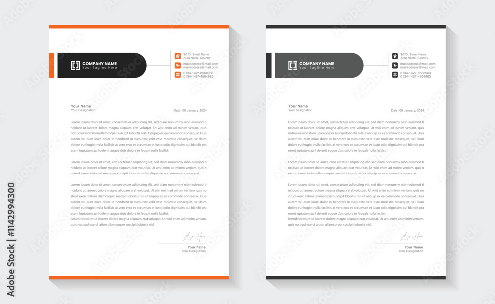 Clean corporate letterhead template design, Modern letterheads design template. Modern Creative ...