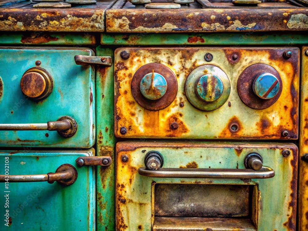 Vintage Kitchen Range Macro Photography: Close-up Details of Retro ...