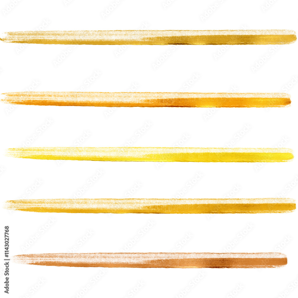 Metallic gold narrow strips, gold painted set Stock Illustration ...