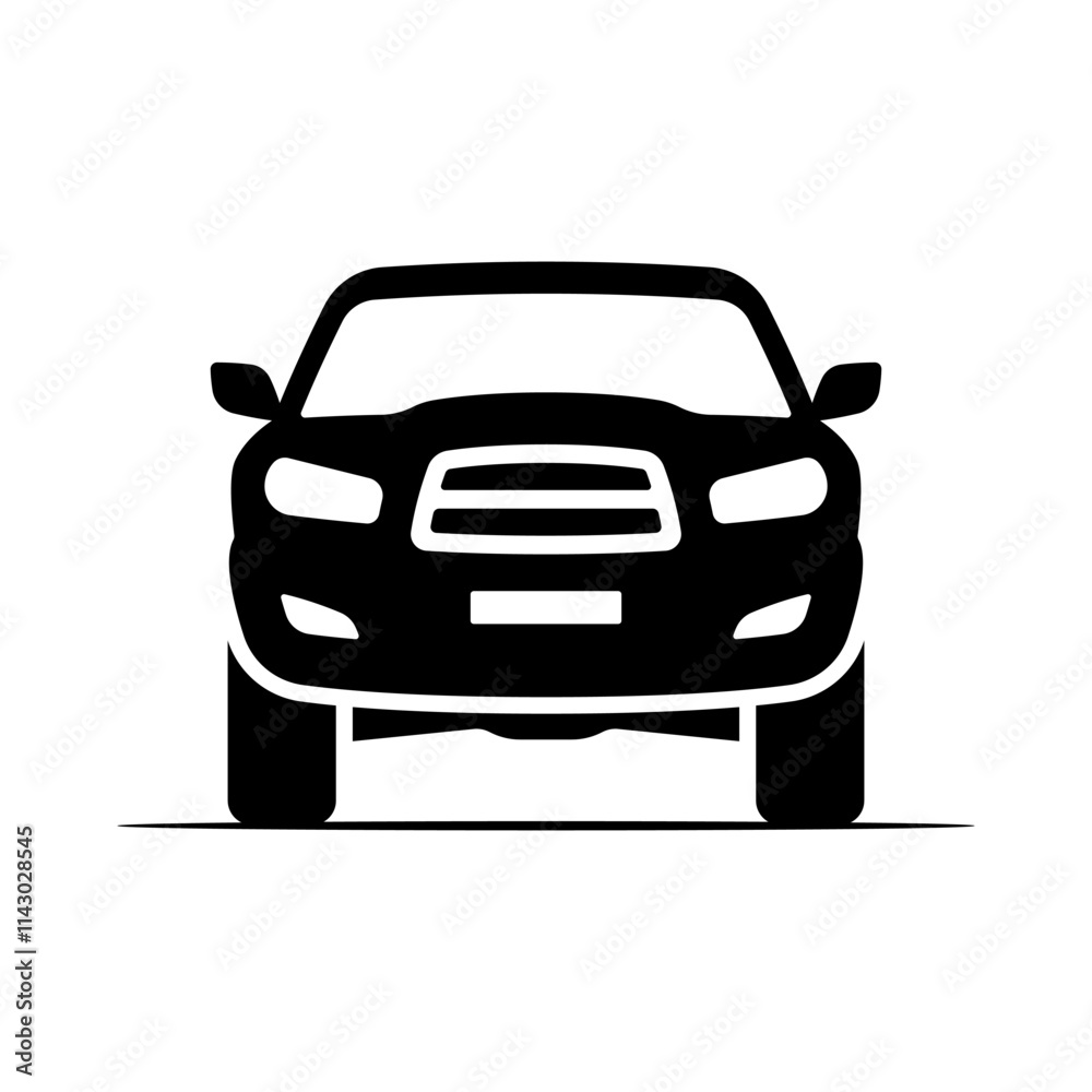 Off-road vehicle icon. Suv. Black silhouette. Front view. Vector simple ...