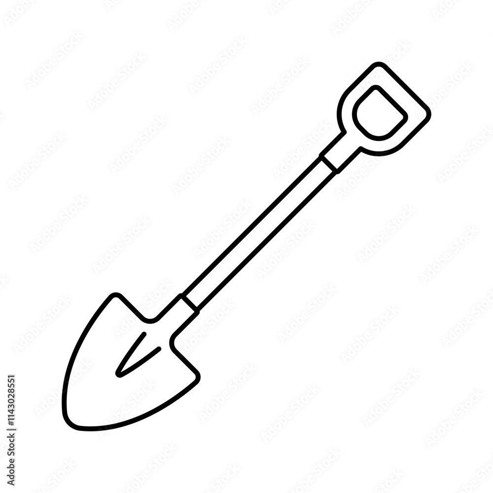 Bayonet shovel icon. Black outline linear silhouette. Editable strokes ...