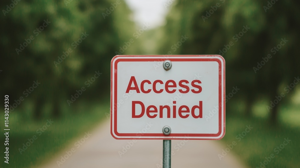 Public park with "Access Denied" signs, restriction in public spaces ...