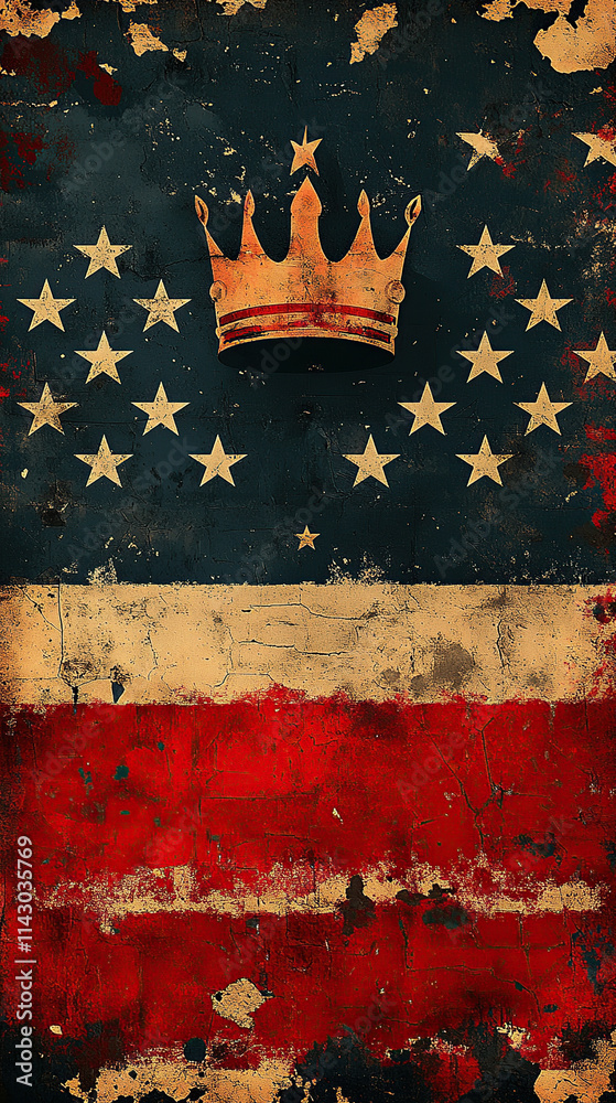 The American flag as a vibrant background, featuring a detailed crown ...