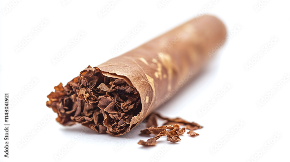 Brown cigarette isolated on white background. rolled unhealthy toxic ...