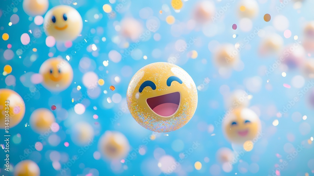 Sparkle emojis glittering and floating on a pastel blue background ...