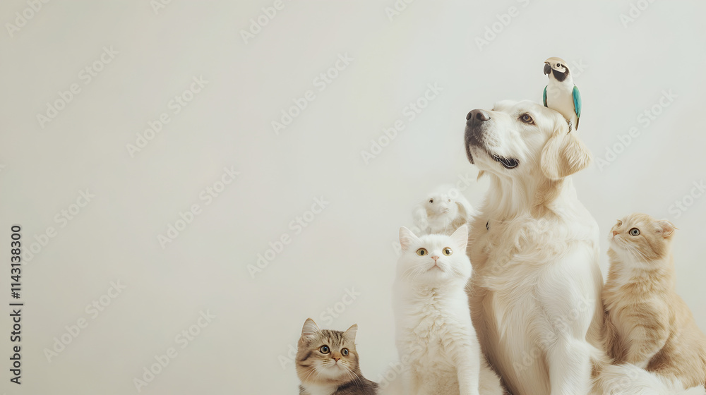 un fondo de mascotas con espacio de copia con perros gatos y aves ...