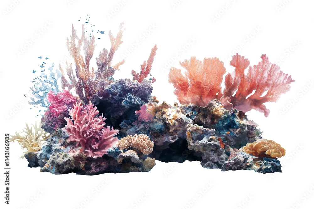 Pastel coral reef on transparent background Stock Photo | Adobe Stock