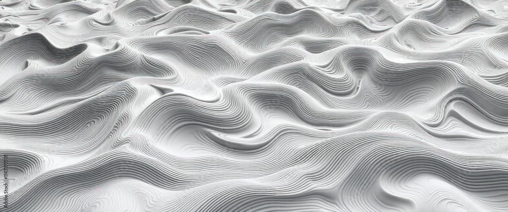 Abstract 3D topography design with undulating contour lines. Complex ...